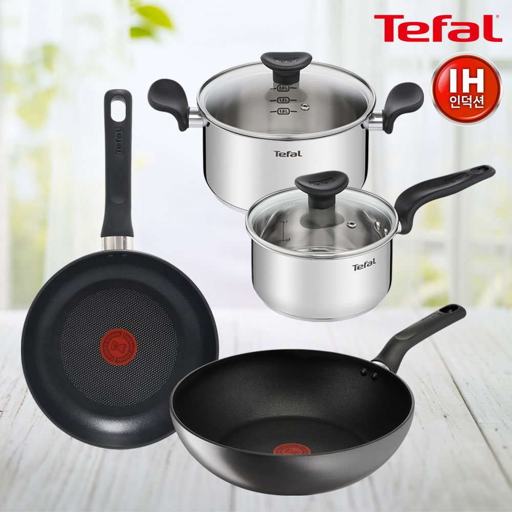 [테팔] 인덕션 G6 프리즘 냄비 2P 세트(편수 16+양수 20)+인덕션 델리커시 티타늄 프라이팬 22cm++멀티팬 28cm - 비품넷